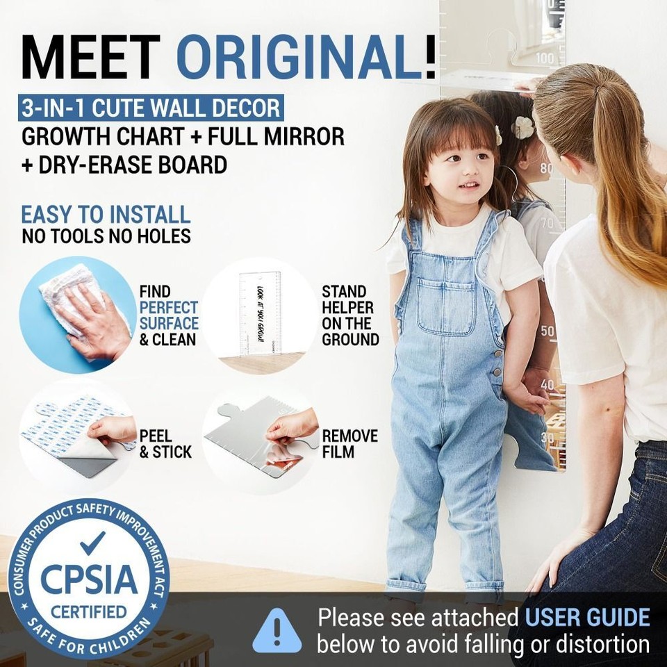 Growth Chart Growth Chart Mirror for Wall Foldable Puzzle Mirrors | eBay
