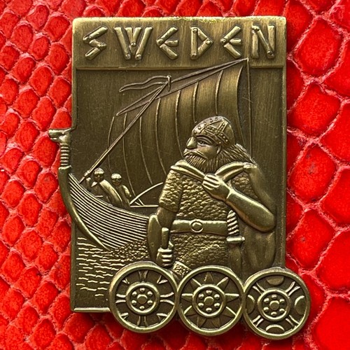 SWEDEN🇸🇪METAL FRIDGE MAGNET SVERIGE VIKING WARRIOR SHIELD TOURISTIC ...