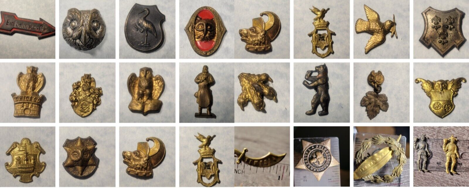 VINTAGE RARE Lot of 25 Military Tins Pins Medal Insignia War German ...