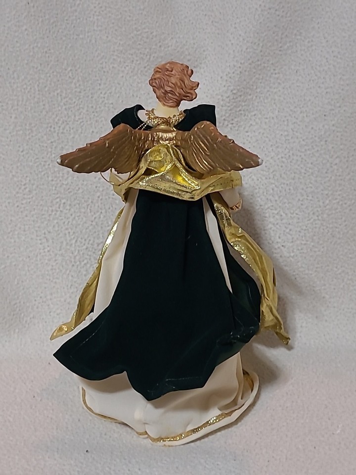 Vintage Berkley Designs Angel Tree Topper Beige/Green Velvet /Gold Trim ...