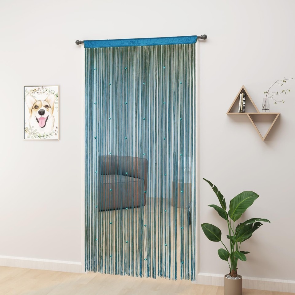 Versatile Blue Beaded Curtain - Perfect for Doorways, Closets, & Room ...
