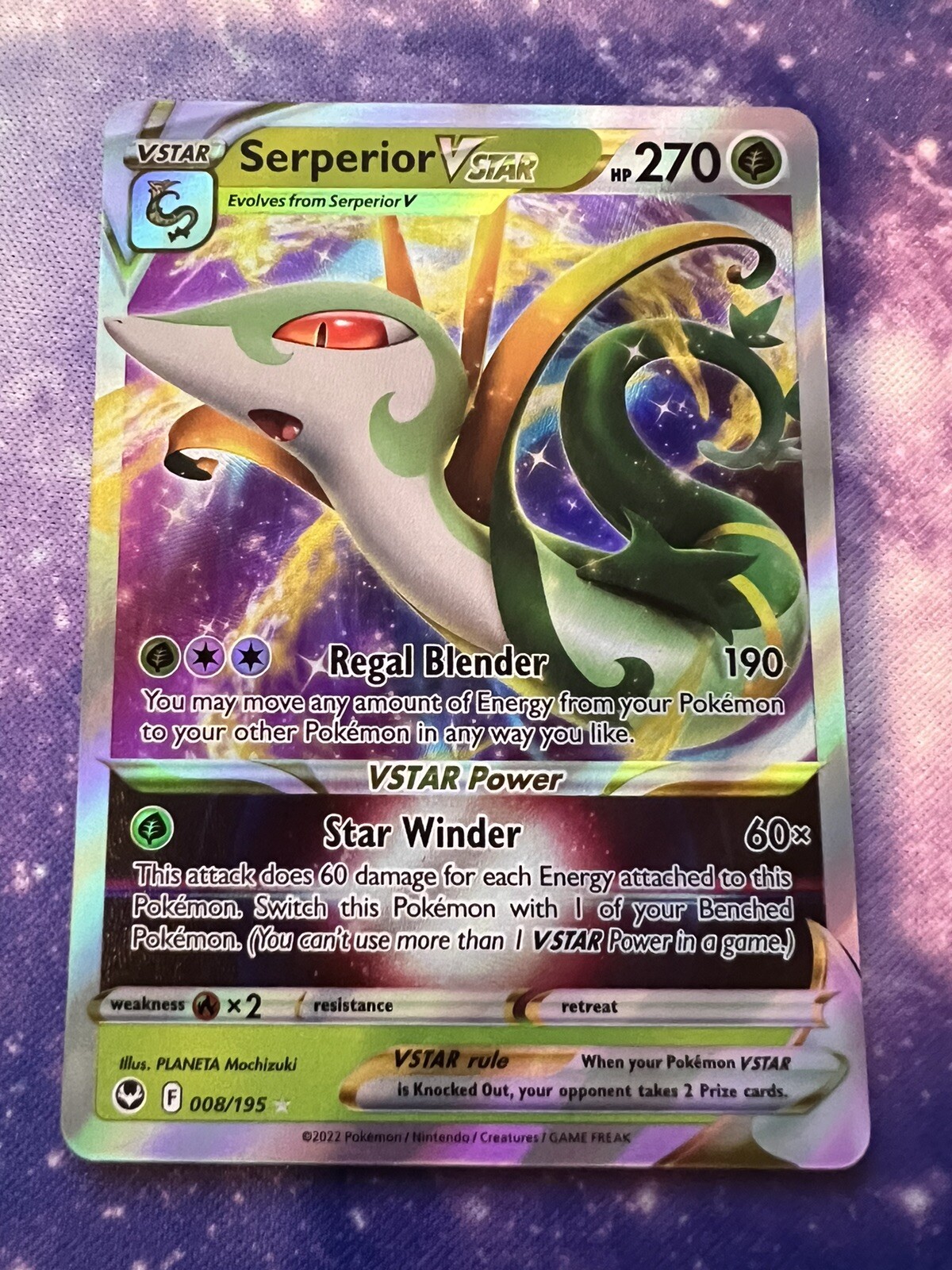 Serperior VSTAR 008/195 Full Art Silver Tempest Pokemon TCG NM Near ...