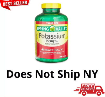Spring Valley Potassium 99mg Dietary Supplement Caplets Value Size 500 ...