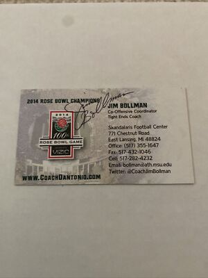 Jim Bollman Signed Business Card Michigan State Football Autograph Auto ...
