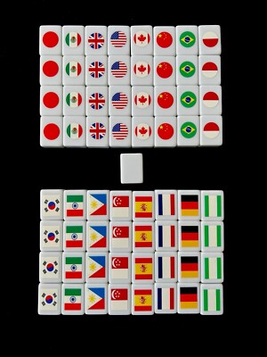 Countries flags Seaside Escape Mahjong Game Set 65 Tiles 3cm *2cm*1.4cm ...