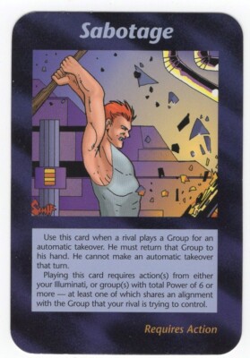 Sabotage Card New World Order Illuminati RARE INWO Steve Jackson Games ...