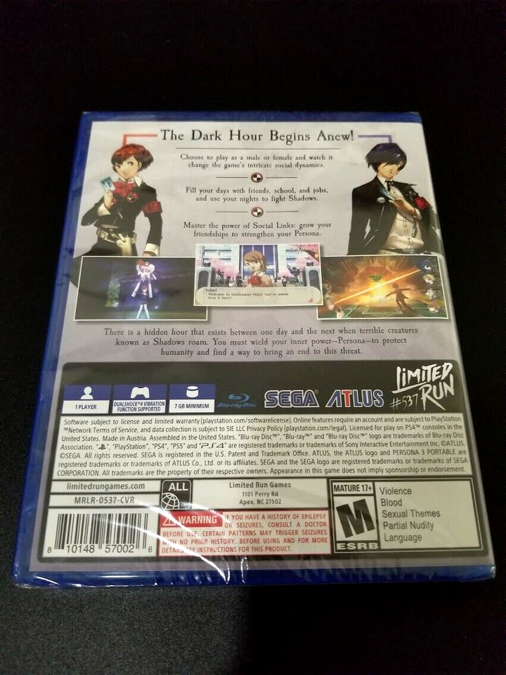 PERSONA 3 PORTABLE P3P PS4 PS5 NEW Sealed Limited Run Games LRG #537 | eBay