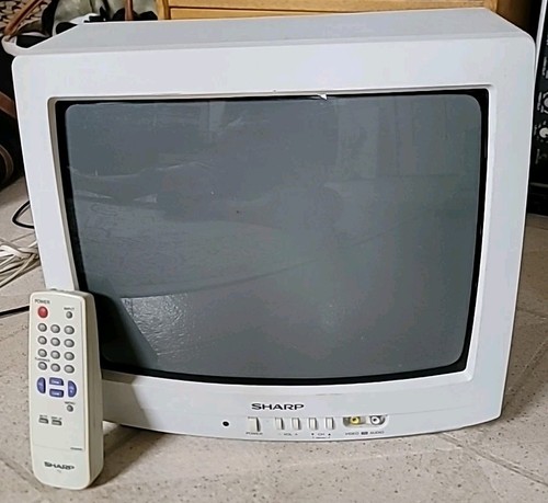 Sharp 13 Inch CRT TV White Retro Gaming 13N-M150B Remote RCA Coax ...