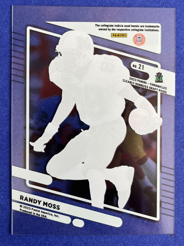Randy Moss 2023 Panini Chronicles Draft CLEARLY DONRUSS ACETATE #21 ...