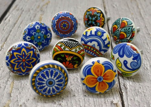 Multicolor Ceramic Knobs Kitchen Cabinet Drawer Cupboard pulls- Set of 10 | eBay Australia