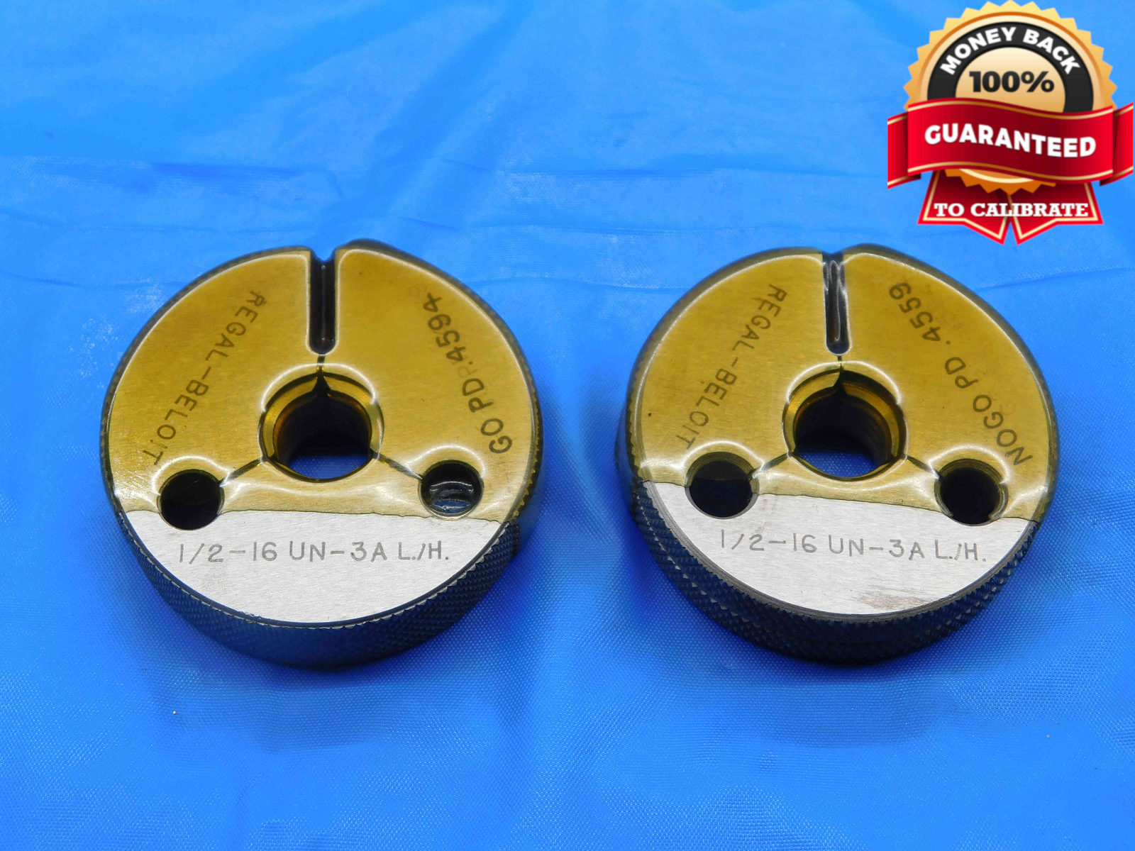 1/2 16 UN 3A LEFT HAND THREAD RING GAGES .5 GO NO GO P.D.'S = .4594 ...