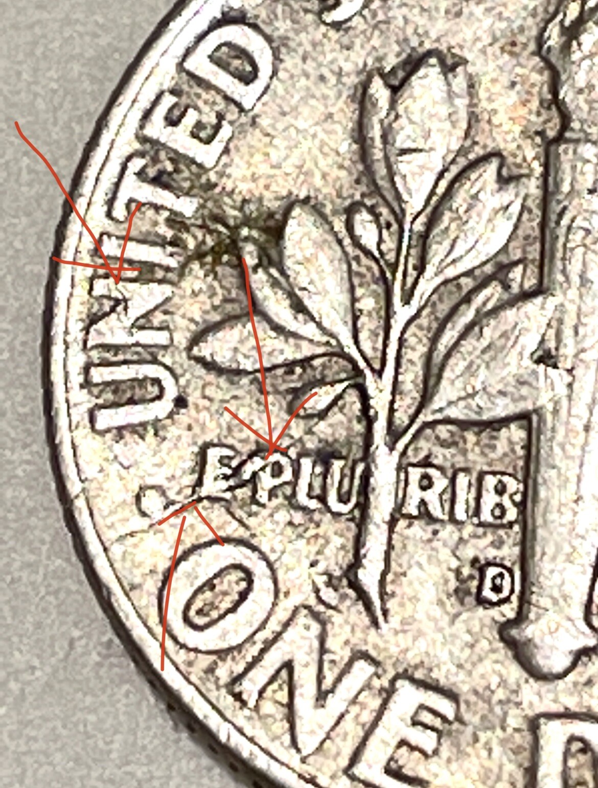 1964 D ROOSEVELT DIME Die Crack ERRORS Good Luster Coin Many ...