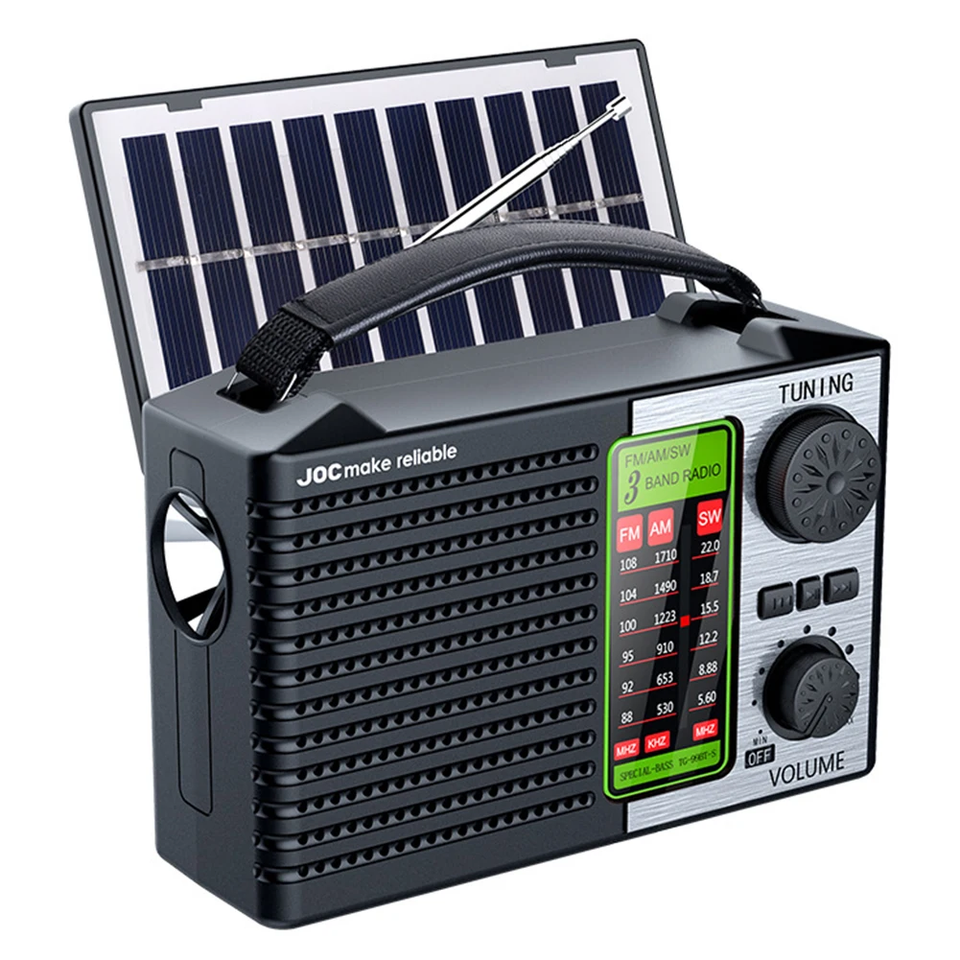 Solar Power Emergency Radio Full-Wave AM FM SW Weather Radio with LED ...