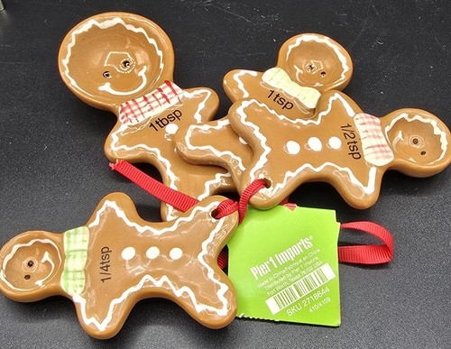 Pier 1 Gingerbread Man Ceramic Measuring Spoon Set NWT Christmas ...