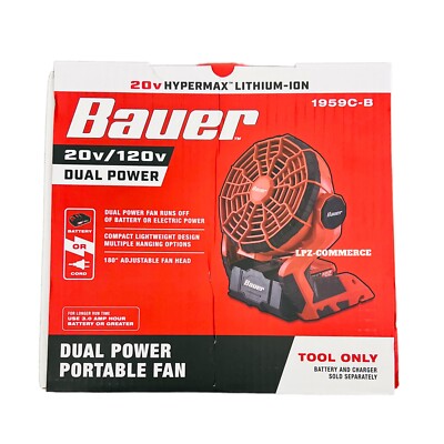 BAUER FAN CORDLESS DUAL 20V OR 120V Blower,Blow ,2-Speed !!! NEW | eBay