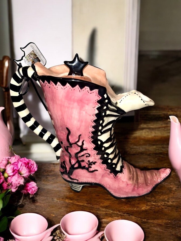 Blue Sky Clayworks Pink “High Heels” Halloween Witch Boot Teapot NEW | eBay