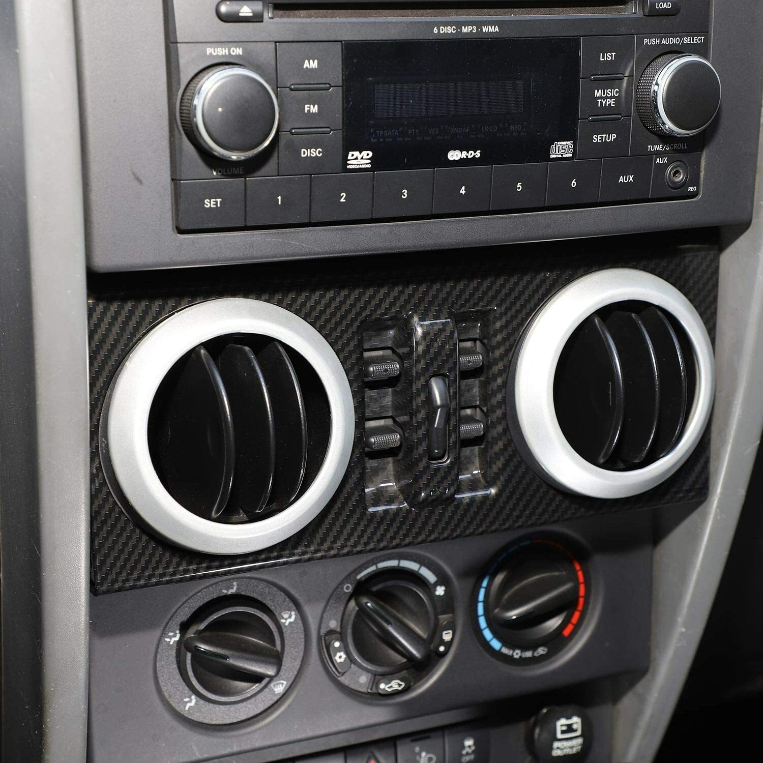 Carbon Fiber Central Window Lift Switch Button Trim for Wrangler JK ...