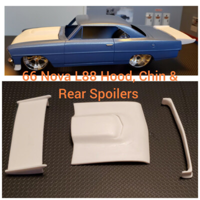 Resin L88 Hood, Chin Spoiler & Rear Spoiler Wing for '66 Nova AMT 1/25 ...