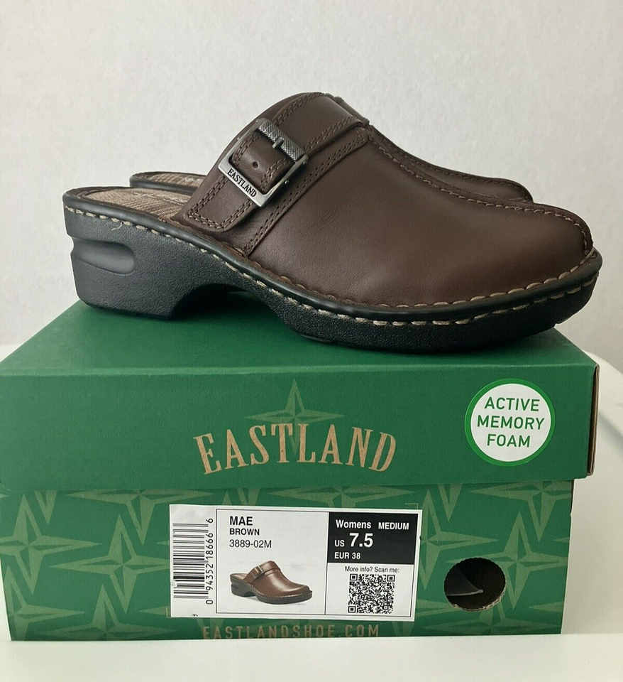 Eastland Women's Shoe Mae Leather Slip On Clog Mules Brown Size 7.5 M ...