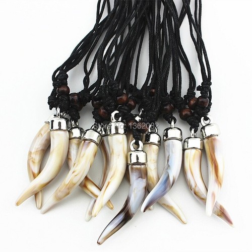 12pcs Acrylic Design Imitation Elephant tooth Necklace Wolf tooth ...