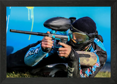 Paintball Player Aiming Framed Wall Art Poster Canvas Print Picture ...