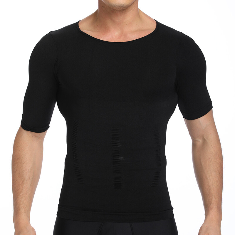 Men Compression Shirt Weight Loss Muscle T-Shirt Body Shaper Slimming ...