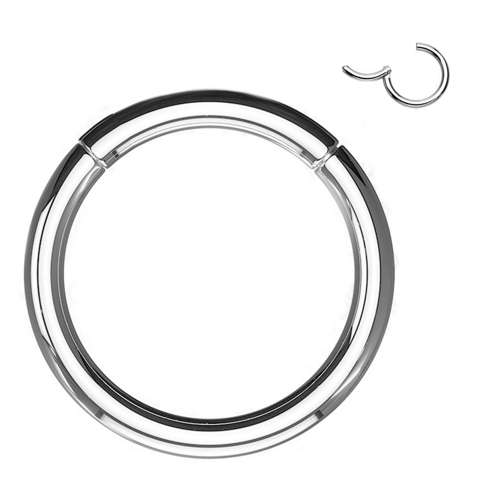 SOLID GRADE 23(G23) TITANIUM HINGED SEGMENT NOSE SEPTUM RING HOOP (16G ...