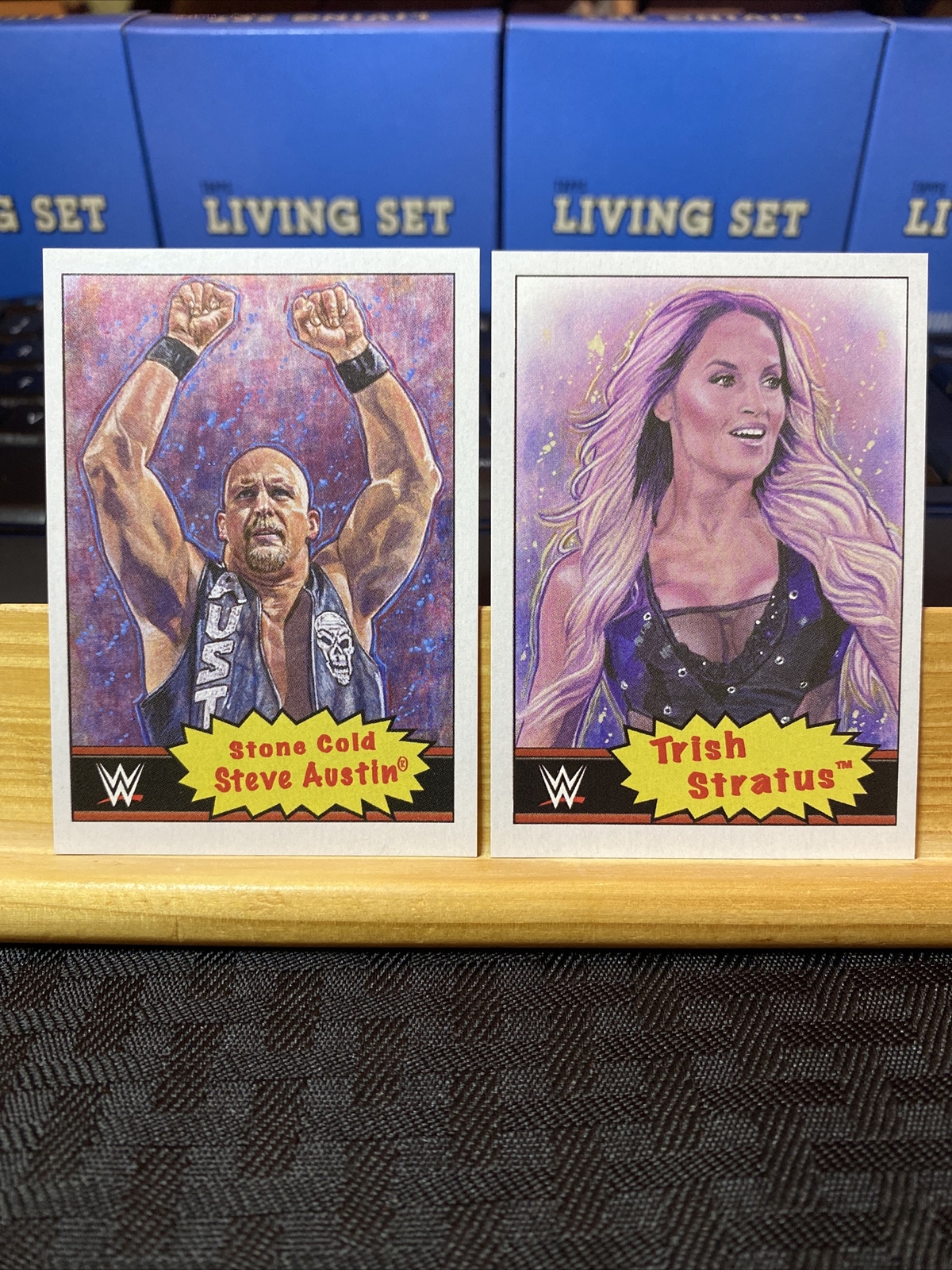 🛑👀 Topps Living Set Cards WWE #1-2 Stone Cold Steve Austin & Trish ...
