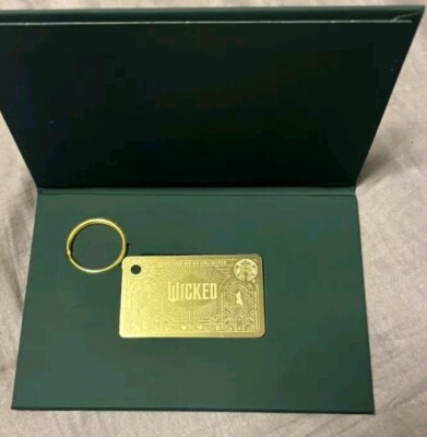 Starbucks EMERALD CITY WICKED gold metal gift card and key chain ...