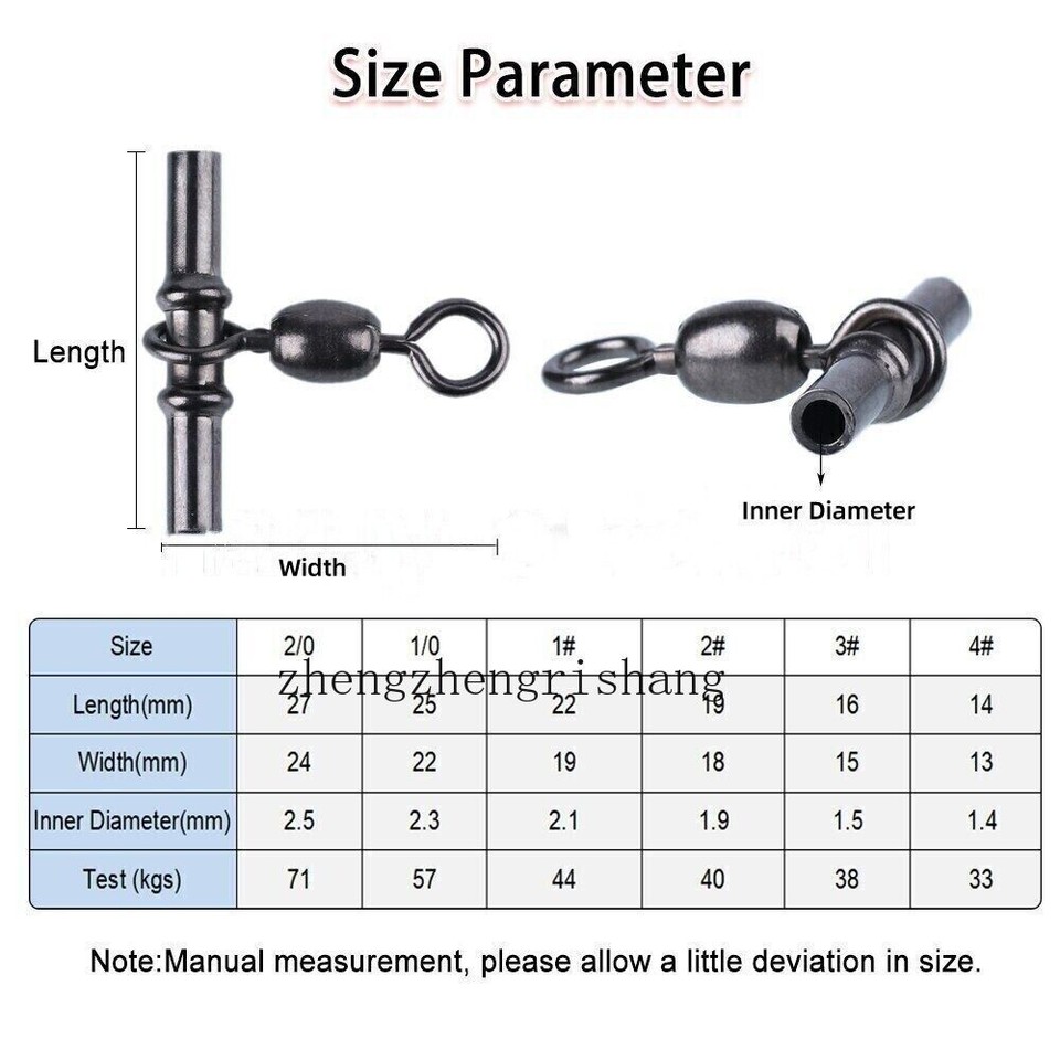 100pcs 1# -5/0 Cross-line Fishing Sleeve 3 Way Crane Swivel Crimp ...