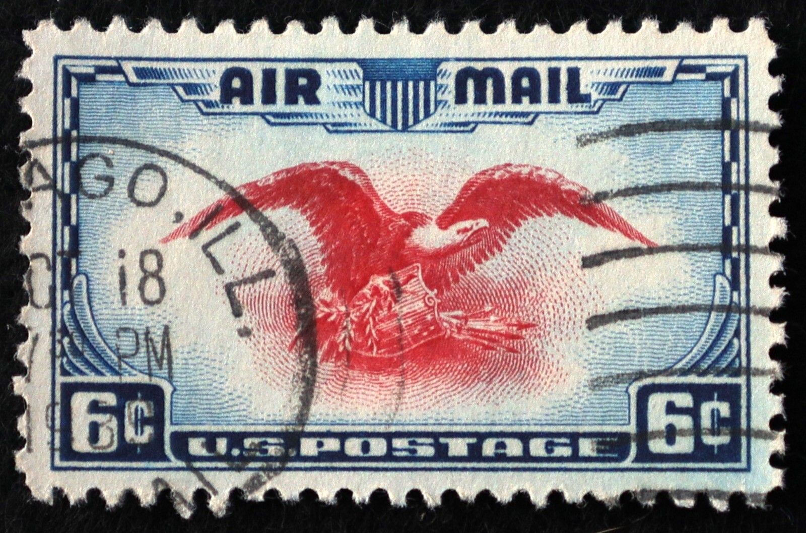 U.S. Used Stamp Scott #C23 6c Air Mail, Superb. Cancel Clear of Design ...