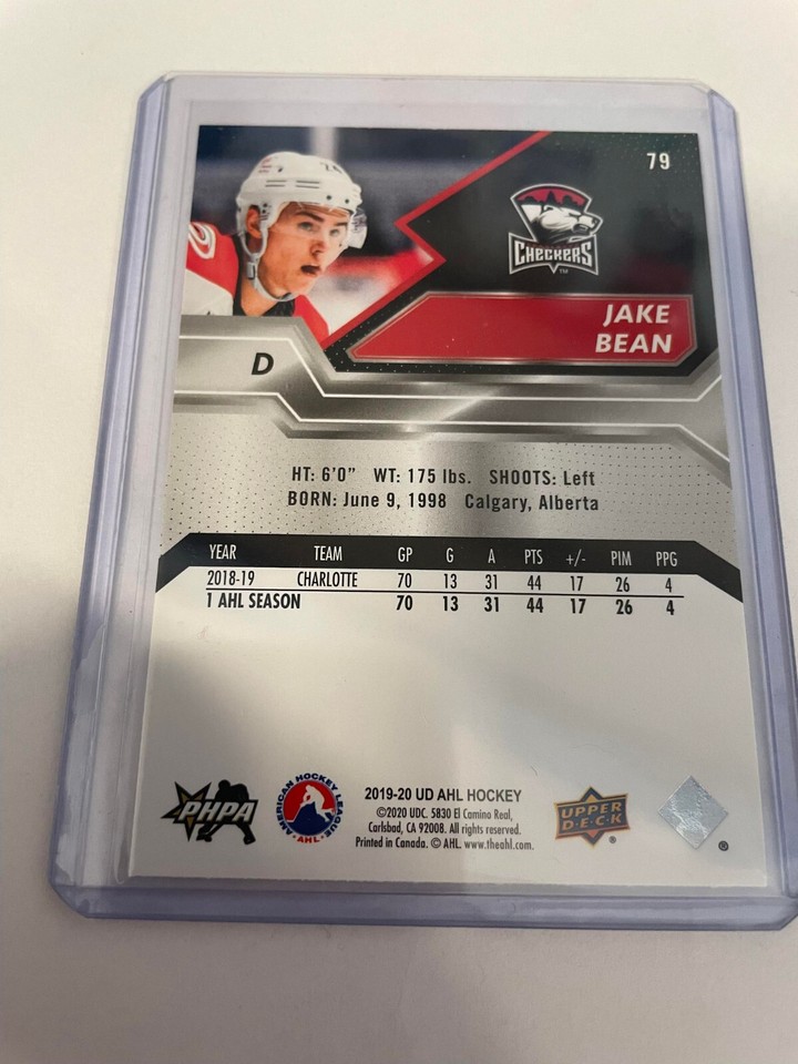 2019-20 UD AHL Base #79 Jake Bean - Charlotte Checkers | eBay