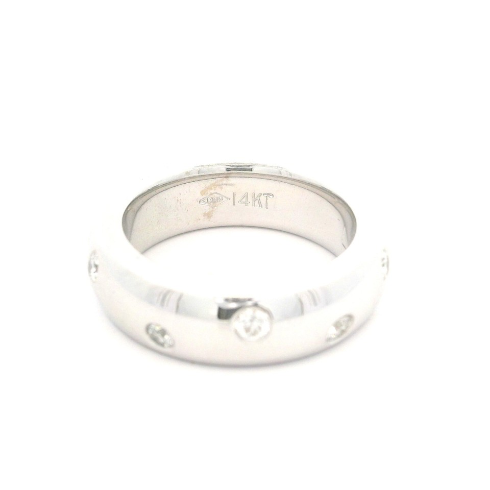 14k White Gold 0.50ctw Burnish Set Diamond 6mm Wide Eternity Band Ring ...