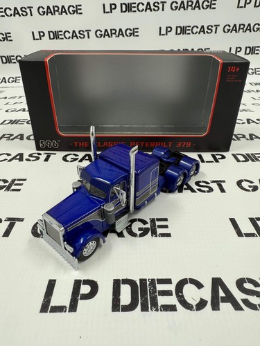 596 Model Classic Peterbilt 379 Blue & Gray Custom Semi Truck 1:64 ...