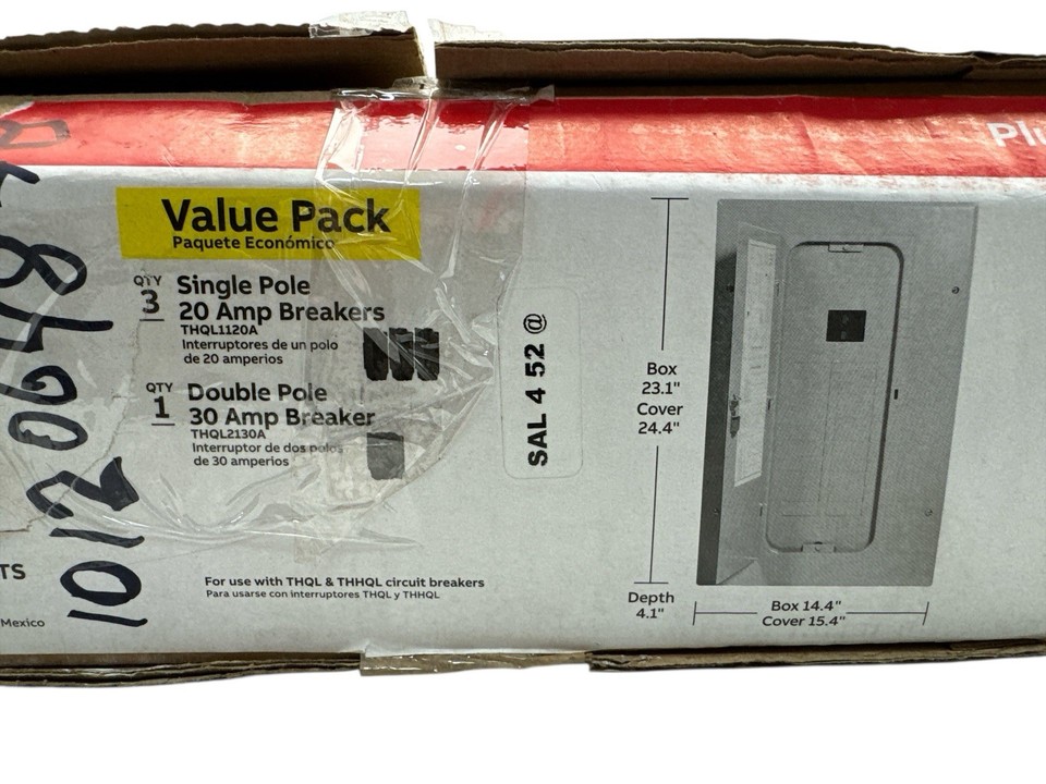 ABB 100A 20-Space 40-Circuit Main Breaker Indoor Panel Value Pack ...
