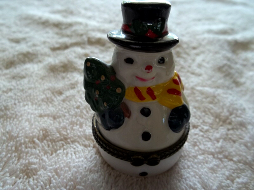 Small Snowman Shape Trinket Box, Painted Ceramic, Nicely Detailed | eBay