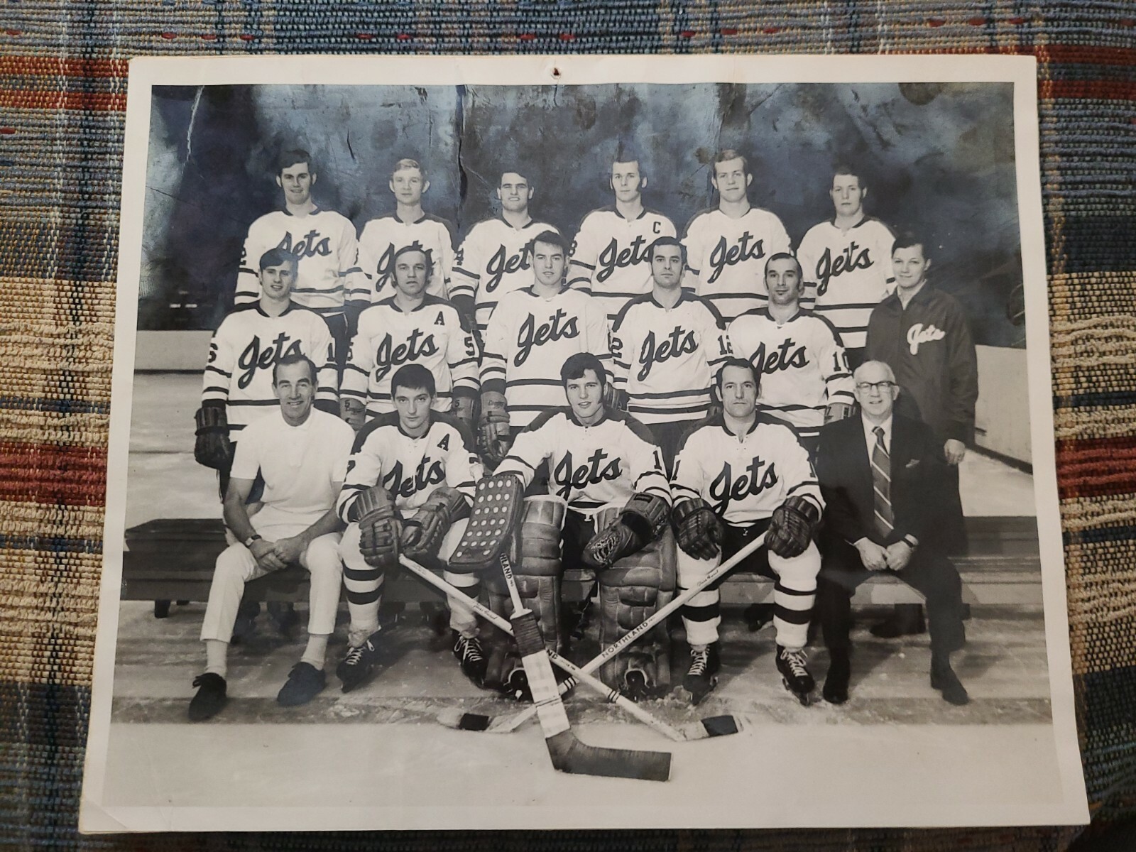 1969-70 JOHNSTOWN JETS TEAM AUTOGRAPH PHOTO NHL HOCKEY REG KENT SLAP ...