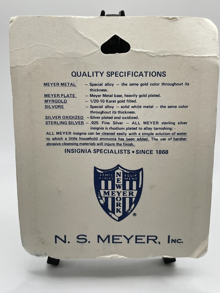 Vintage N.S.Meyer U.S. ARMY Command Sergeant Major Brass Chevron Pins ...