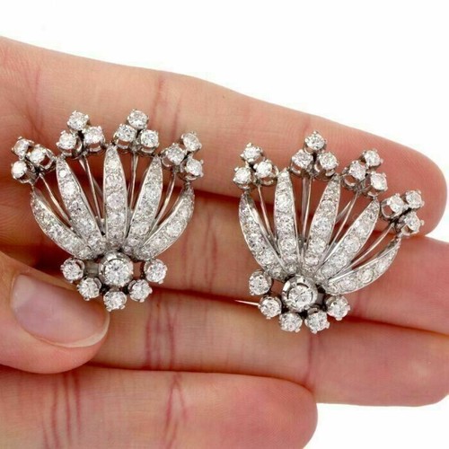 Omega Back Stud Earring 14K White Gold Plated 2.8Ct Real Moissanite ...