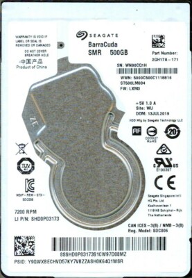 ST500LM034 P/N: 2GH17A-171 F/W: LXM3 WU WN90 SEAGATE SATA 500GB JUL ...