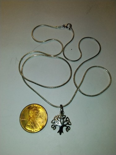 Celtic Trinity knot tree of life pendant on snake chain necklace 925 ...