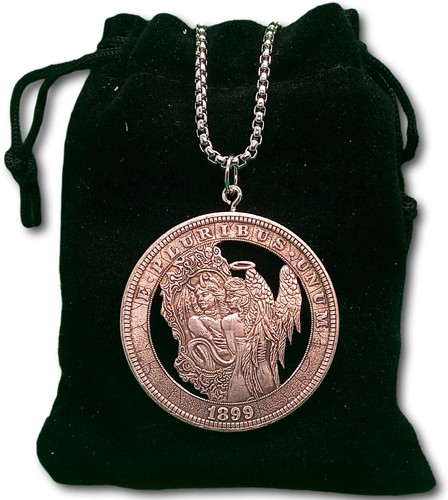 Cut Coin Necklace Angel Demon Reflect Of Heaven Hell Good Hobo Nickel ...