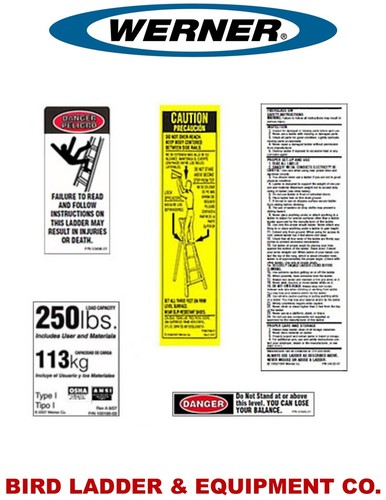 (20 pack) - 250LB. Fiberglass Step Ladder Safety Labels Kit - Werner | eBay
