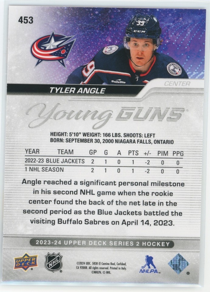 TYLER ANGLE 2023-24 UD SERIES 2 ROOKIE YOUNG GUNS #453 RC QTY | eBay