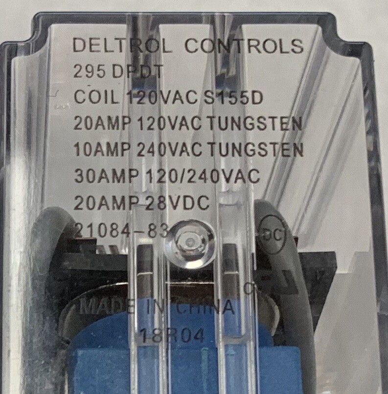 Deltrol 295 DPDT Controls 21084-83 Plug-In Relay ~ 120VAC ~ 28VDC ~ 10 ...