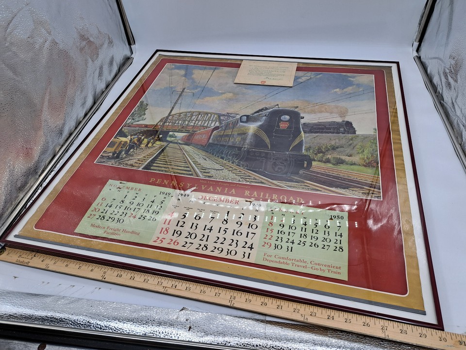 1949 Pennsylvania Railroad Wall Calendar 30x30 Framed, Vintage Original ...