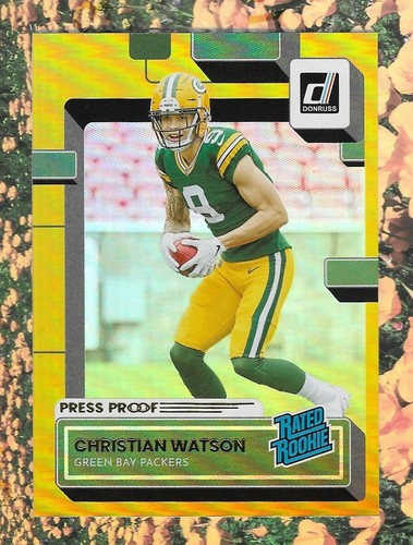 CHRISTIAN WATSON 2022 PANINI DONRUSS RATED GOLD ROOKIE RC CARD #319 NFL ...