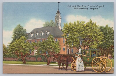 Colonial Coach Front of Capitol Williamsburg VA UNP WOB Postcard | eBay