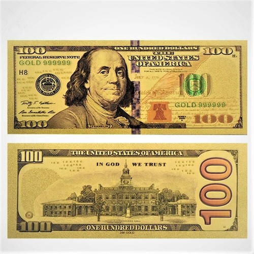 2 Gold Banknotes Plated Foil Collection $100 Dollar Bill Note Gift ...