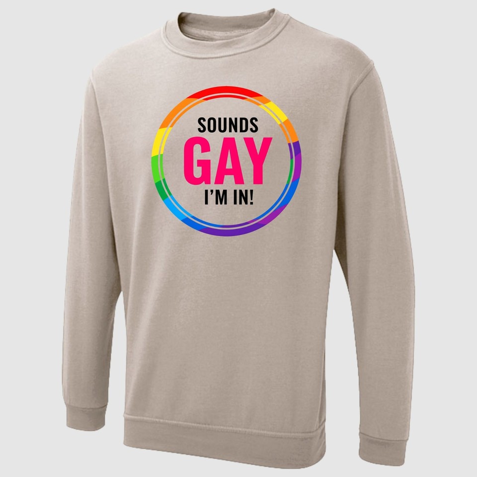 Sounds Gay I'm In Sweatshirt Printed Funny LGBT Pride Love Men's ...